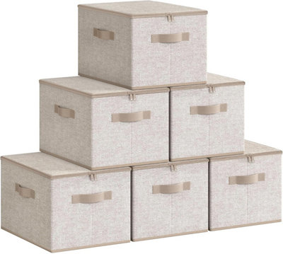 SONGMICS Foldable Storage Organiser Boxes, Set of 6 Storage Basket Bins ...