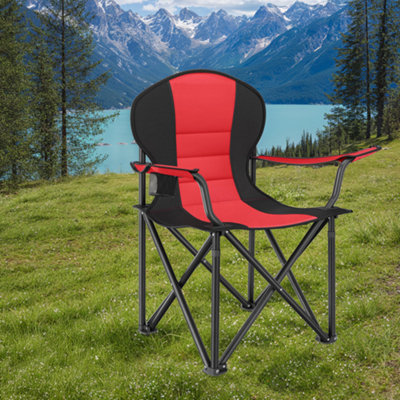 SONGMICS Folding Camping Chair, with Comfortable Sponge Seat, Cup ...