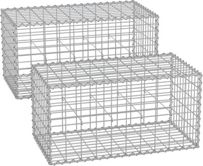 SONGMICS Gabion Baskets, Compact Set of 2 Stone Cages for Garden ...