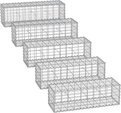 SONGMICS Gabion Baskets, Pack of 5 Narrow Wire Stone Cages with ...