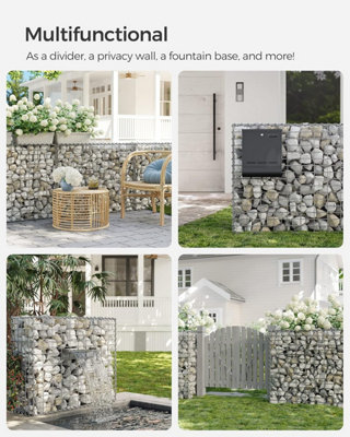 SONGMICS Gabion Baskets, Wide-Format Mesh Cages in a 3-Pack for Garden ...