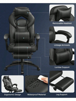SONGMICS Gaming Chair, Office Racing Chair With Footrest, Desk Chair ...