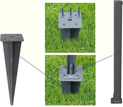 SONGMICS Ground Anchor, Nail Peg Fixing for Aluminium Side Awning Posts ...