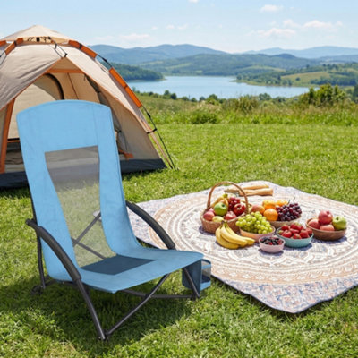 SONGMICS High Back Beach Chair, Portable Folding Camping Chair ...