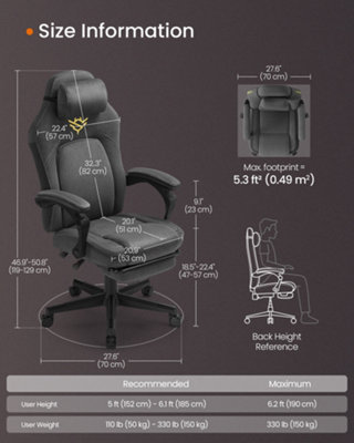SONGMICS HOME Gaming Chair, Ergonomic Computer Chair with Footrest ...