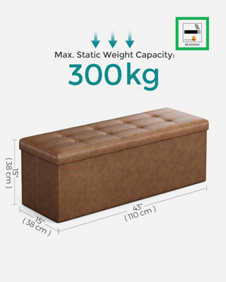 SONGMICS Indoor Benches, Storage Ottoman, Collapsible Bench Box, with ...