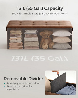 SONGMICS Indoor Benches, Storage Ottoman, Collapsible Bench Box, with ...