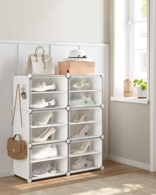 SONGMICS Interlocking Shoe Rack Cabinet, 6-Slot Modular Storage ...