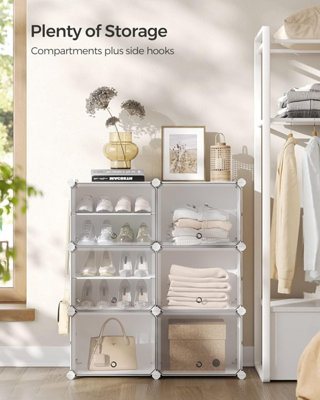 SONGMICS Interlocking Shoe Rack Cabinet, 6-Slot Modular Storage ...