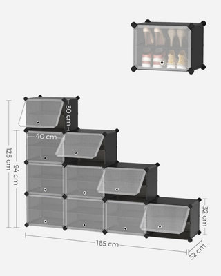 SONGMICS Interlocking Shoe Rack, Plastic Shoe Storage Cabinet, 10-Slot ...