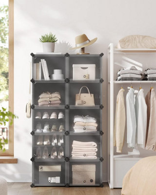 SONGMICS Interlocking Shoe Rack, Plastic Shoe Storage Cabinet, 10-Slot ...