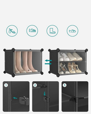 SONGMICS Interlocking Shoe Rack, Plastic Shoe Storage Cabinet, 10-Slot ...