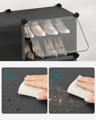 SONGMICS Interlocking Shoe Rack, Plastic Shoe Storage Cabinet, 10-Slot ...