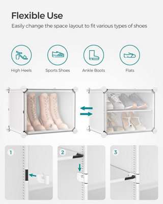 SONGMICS Interlocking Shoe Rack, Plastic Shoe Storage Cabinet, 8-Slot ...