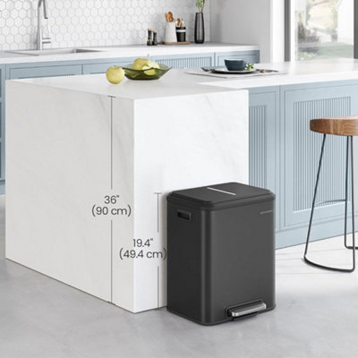 SONGMICS Kitchen Bin, Double Bin for Recycling and Waste, Rubbish Bin ...