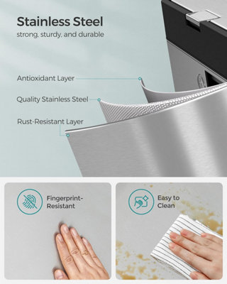 SONGMICS Kitchen Bin, Multi-Volumes Spaces, 3-Compartment Bin for ...