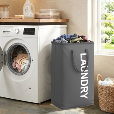 SONGMICS laundry basket, Laundry Bag Hamper with Short and Long Handles ...