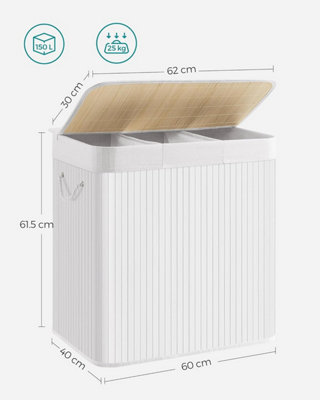 SONGMICS Laundry Organization Basket, 3-Compartment, Removable Washable ...