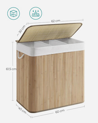 SONGMICS Laundry Sorter, 3 Compartments, Portable with Handles ...