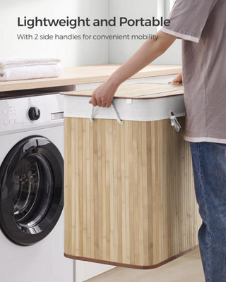 SONGMICS Laundry Sorter, 3 Compartments, Portable with Handles ...