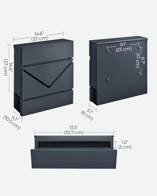 SONGMICS Letter Box, Wall-Mounted Post Box, Mailbox with Viewing Window ...