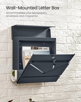 SONGMICS Letter Box, Wall-Mounted Post Box, Mailbox with Viewing Window ...