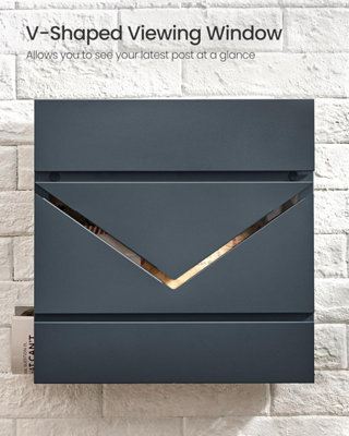 SONGMICS Letter Box, Wall-Mounted Post Box, Mailbox with Viewing Window ...