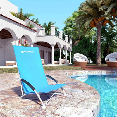 SONGMICS Lightweight Beach Chair, Foldable Design with High Backrest ...