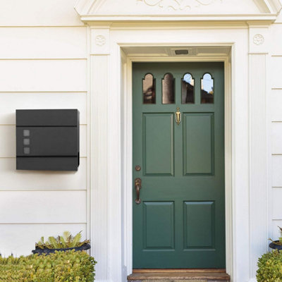 SONGMICS Lockable Wall Mailbox, Modern Design with Newspaper Slot ...