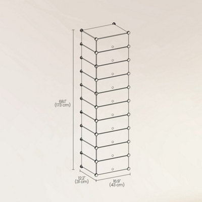SONGMICS LPC010G01 Shoe Cabinet With 10 Compartments, Modular Plastic ...