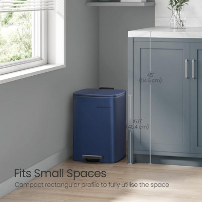 SONGMICS Medium-Sized Kitchen Pedal Bin, Steel Trash Can with Quiet Lid ...