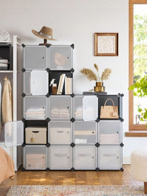 SONGMICS Modular Storage Unit, 16 Compartments, Plastic Shelf, With ...