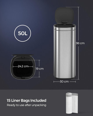 SONGMICS Motion Sensor Kitchen Bin, Automatic Rubbish Bin, Trash Bin ...