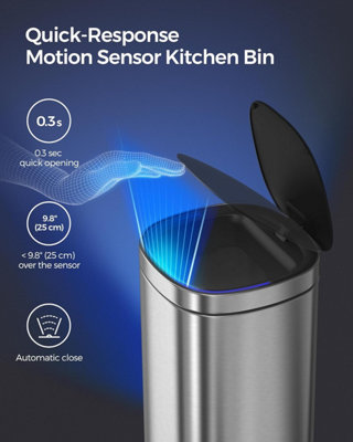SONGMICS Motion Sensor Kitchen Bin, Automatic Rubbish Bin, Trash Bin ...