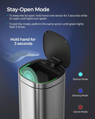 SONGMICS Motion Sensor Kitchen Bin, Automatic Rubbish Bin, Trash Bin ...