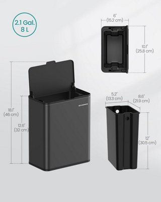 SONGMICS Mountable Kitchen Bin, Compact Food Waste Container for ...