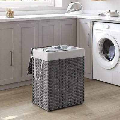 SONGMICS Multi-Purpose Storage Container, Foldable Clothes Hamper with Removable Liner, Grey