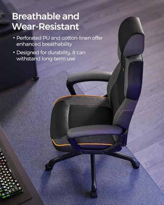 SONGMICS Office Chair, Gaming Chair, Height Adjustable, PU and Cotton ...