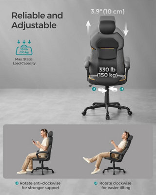 SONGMICS Office Chair, Gaming Chair, Height Adjustable, PU and Cotton ...