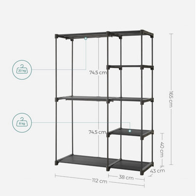 SONGMICS Open Wardrobe System, Modular Clothes Storage with Multiple ...