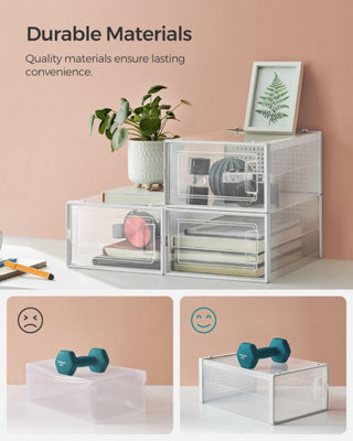 SONGMICS Organizers Boxes, Pack of 18 Stackable Storage Boxes, Clear ...