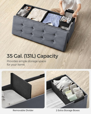 SONGMICS Ottoman Bench, Extra-Long Storage Solution with Folding Top ...