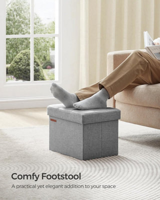 SONGMICS Ottoman Box, Foldable Footrest with Interior Organization for ...