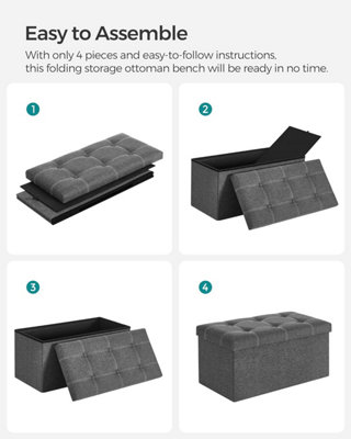 SONGMICS Ottoman Storage Bench, Folding Chest, Footstool Bench with ...