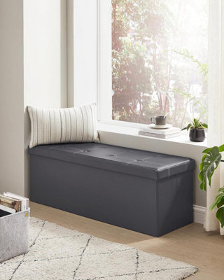SONGMICS Ottoman Storage Box, Foldable Storage Bench, Chest with Lid ...
