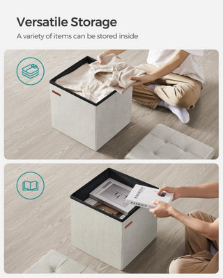 SONGMICS Ottoman Unit, Versatile Storage Seat with Folding Design ...