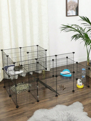 SONGMICS Pet Fence, 2 Levels, Modular Pet Enclosure For Small Animals ...