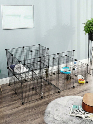 SONGMICS Pet Fence, 2 Levels, Modular Pet Enclosure For Small Animals ...