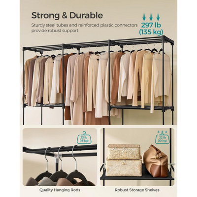 SONGMICS Portable Large Open Wardrobe, Freestanding Closet with Hanging ...