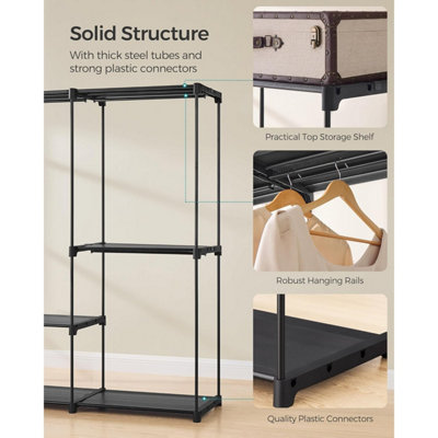 SONGMICS Portable Large Open Wardrobe, Freestanding Closet with Hanging ...